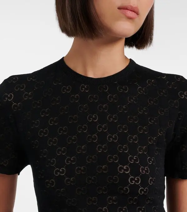 Gucci Gg Cotton-blend Devoré T-shirt - Black