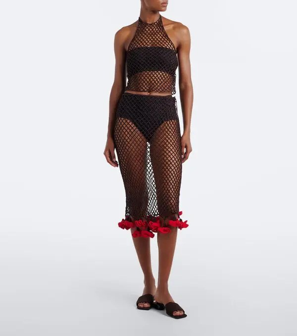 Alaïa Open-knit Halterneck Cotton Top