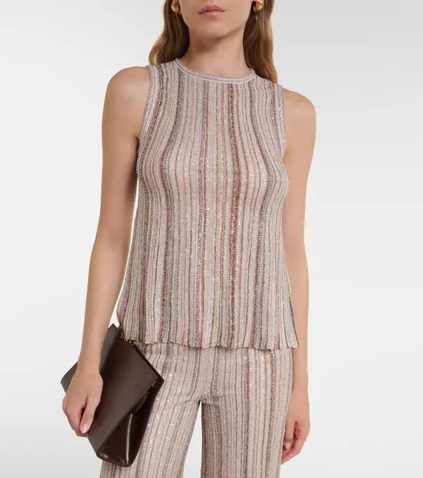 Missoni Sequined Striped Lame Top - Multicoloured