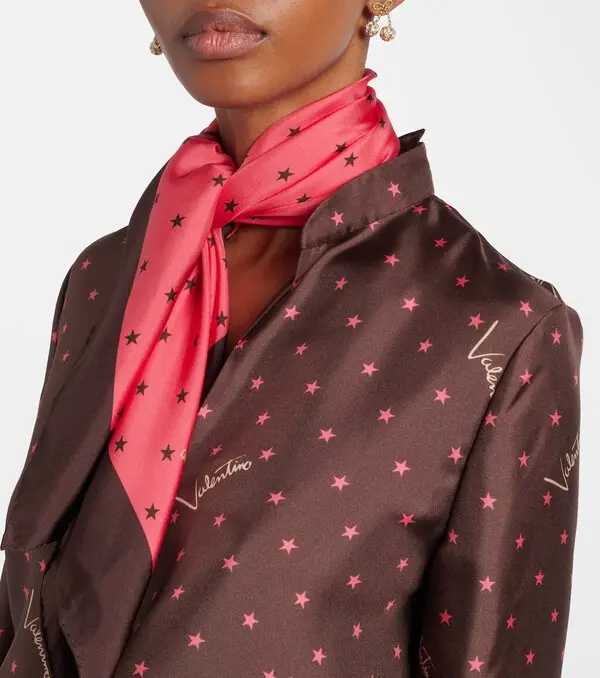 Valentino Garavani Printed Silk Twill Scarf - Pink