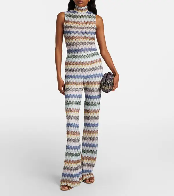 Missoni High Neck Knitted Lame Tank Top