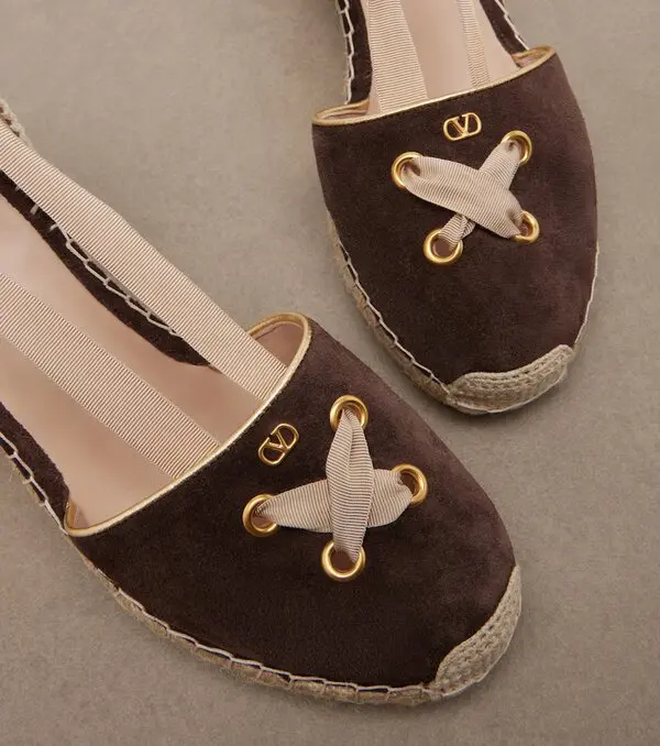 Valentino Garavani Vlogo Suede Espadrille Wedges