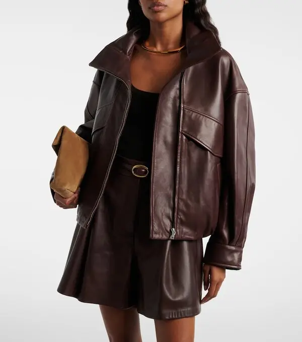 Nour Hammour Roland Leather Bomber Jacket