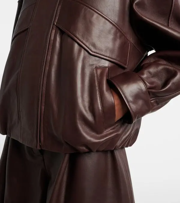 Nour Hammour Roland Leather Bomber Jacket