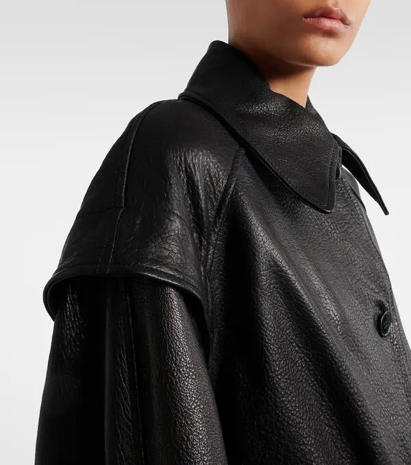 Nour Hammour Perrin Belted Leather Jacket
