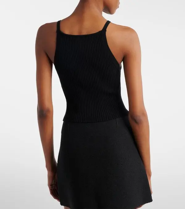 COURREGES Ribbed Knit Halter Neck Tank