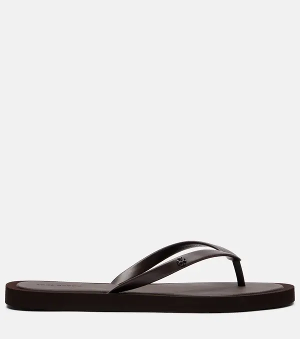 Tory Burch Kira T Monogram Thong Sandals - Brown