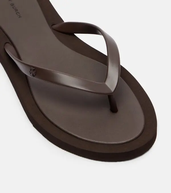Tory Burch Kira T Monogram Thong Sandals - Brown