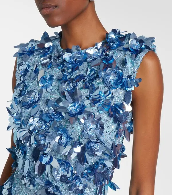Rachel Gilbert Hugo Sequined Gown - Blue