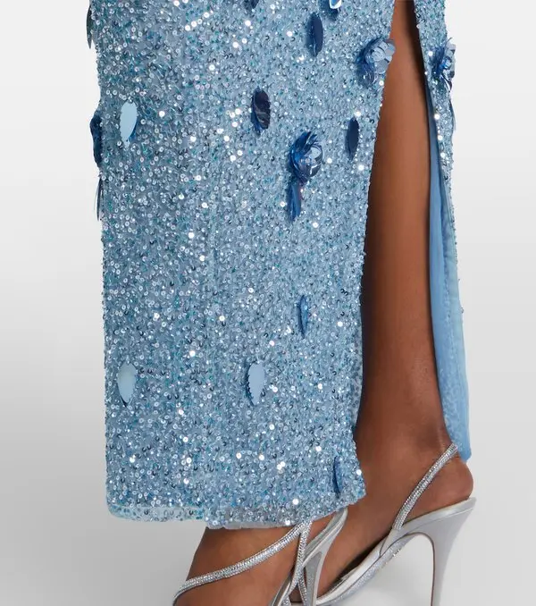 Rachel Gilbert Hugo Sequined Gown - Blue