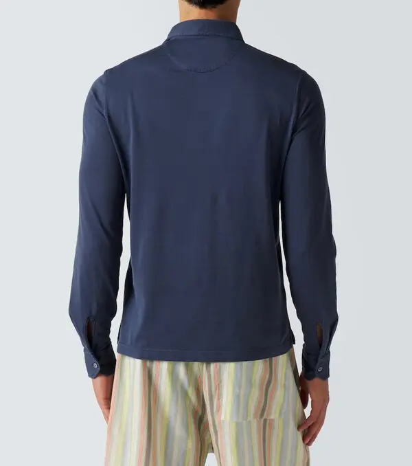 Fedeli Cotton Pique Polo Shirt - Blue