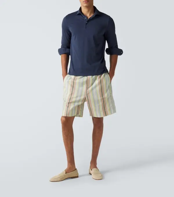 Fedeli Cotton Pique Polo Shirt - Blue