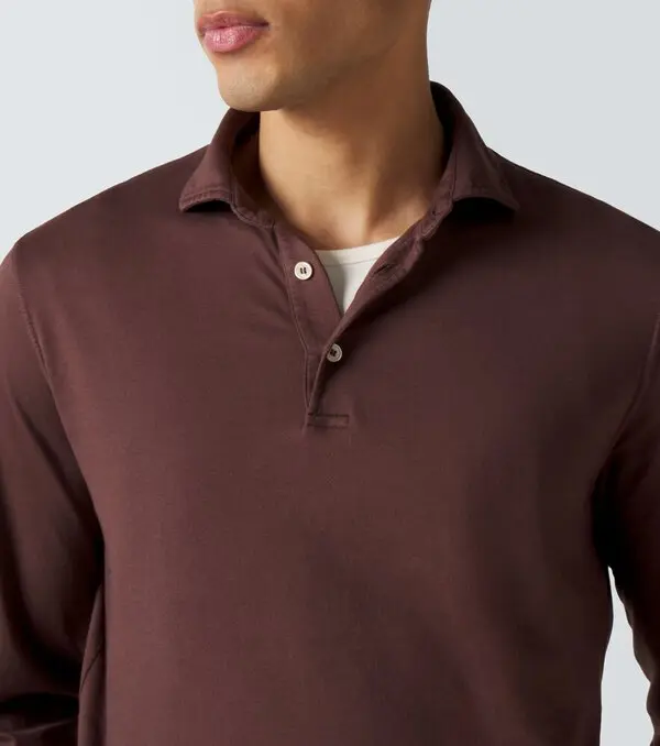 Fedeli Cotton Pique Polo Shirt - Brown
