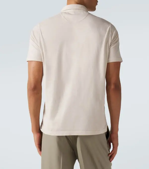 Fedeli Cotton Jersey Polo Shirt - Beige
