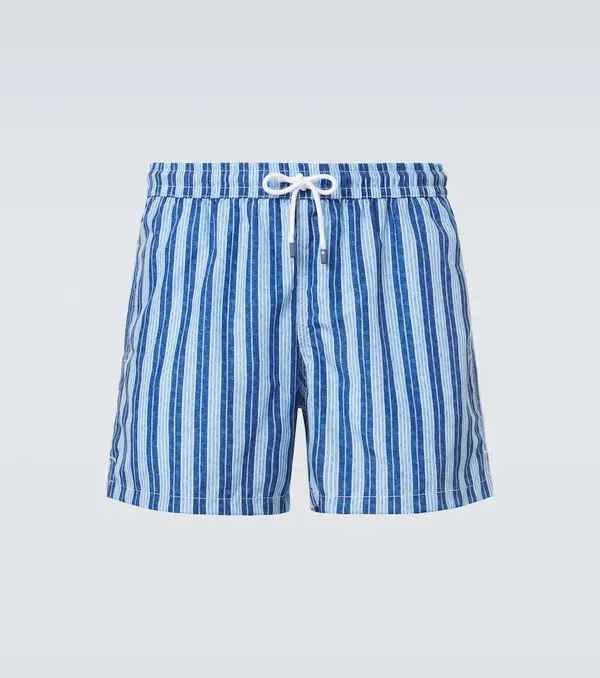 Fedeli Madeira Striped Swim Trunks - Blue