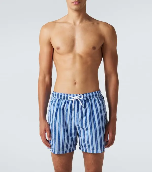 Fedeli Striped Swim Trunks - Blue