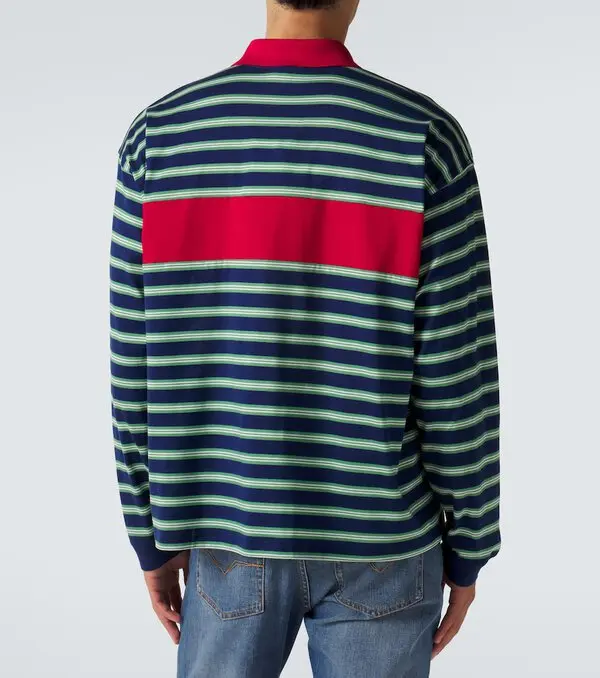 Versace Striped Cotton Jersey Polo Shirt