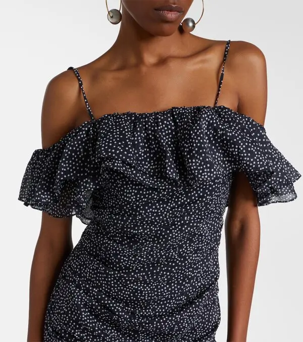 MARANT ETOILE Davilia Polka Dot Draped Mini Dress