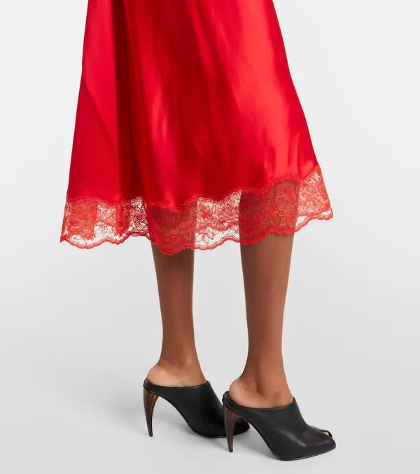 Alexander McQueen Lace-trimmed Satin Midi Dress