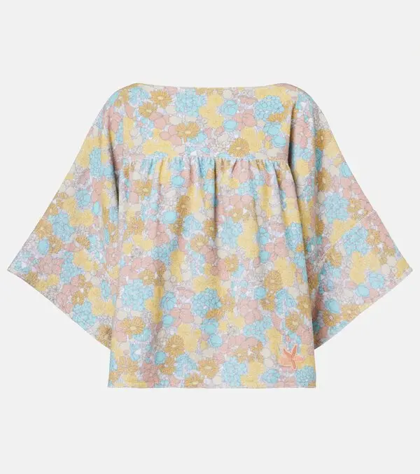 Chloé Gathered Floral Cotton Top - Multicoloured