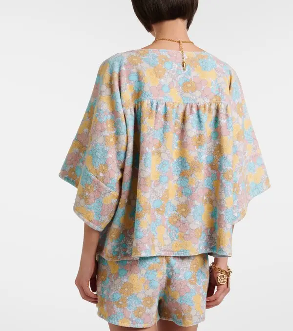 Chloé Gathered Floral Cotton Top - Multicoloured