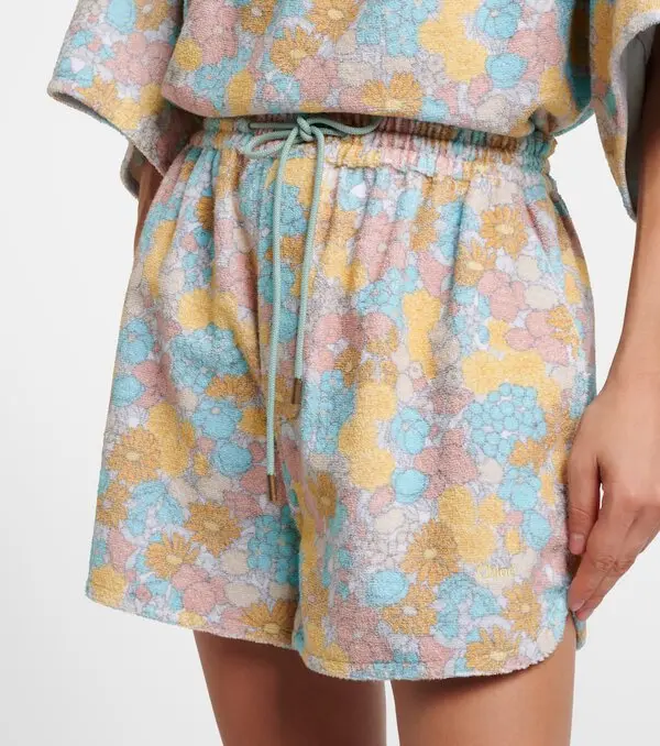 Chloé Floral Cotton Terry Shorts