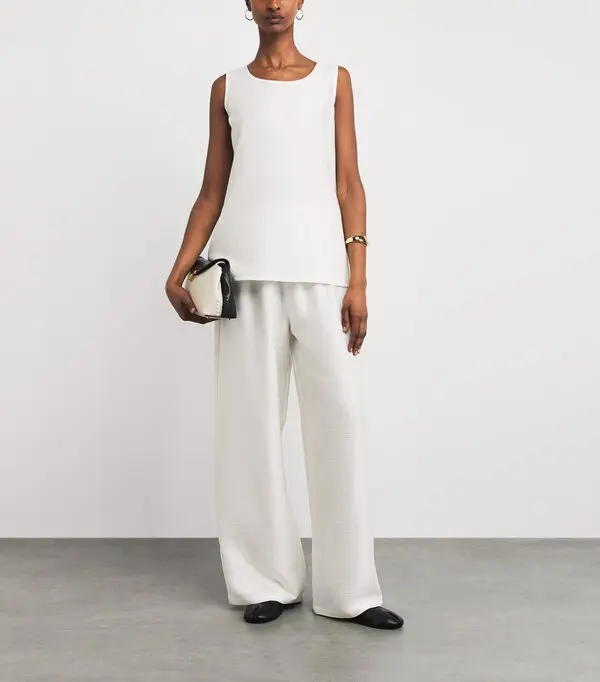Eskandar Silk Plissé Wide-leg Trousers - White