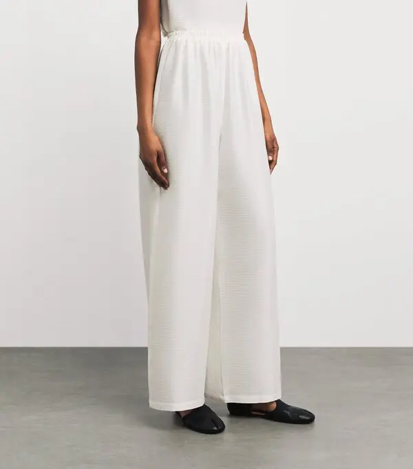 Eskandar Silk Plissé Wide-leg Trousers - White