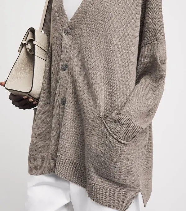 Eskandar Linen And Organic Cotton V-neck Cardigan - Neutral