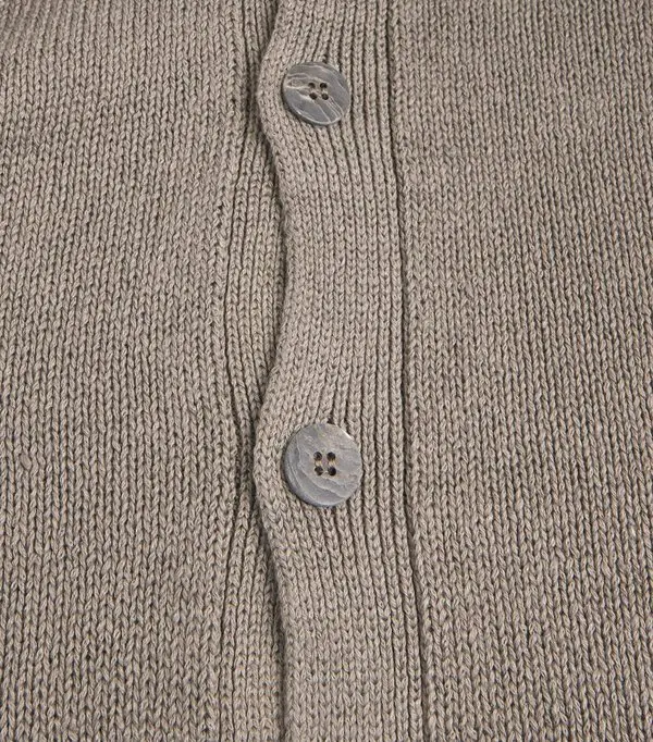 Eskandar Linen And Organic Cotton V-neck Cardigan - Neutral