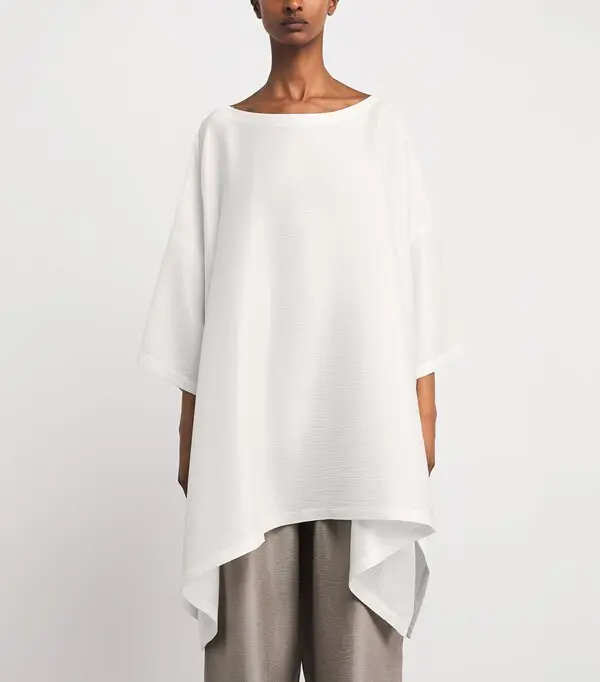 Eskandar Silk Plissé Boatneck Top