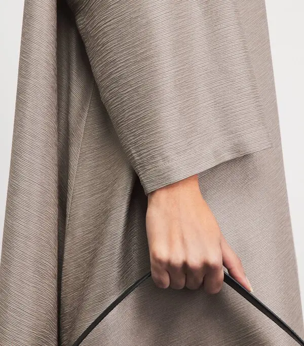 Eskandar Silk Plissé Boatneck Midi Dress