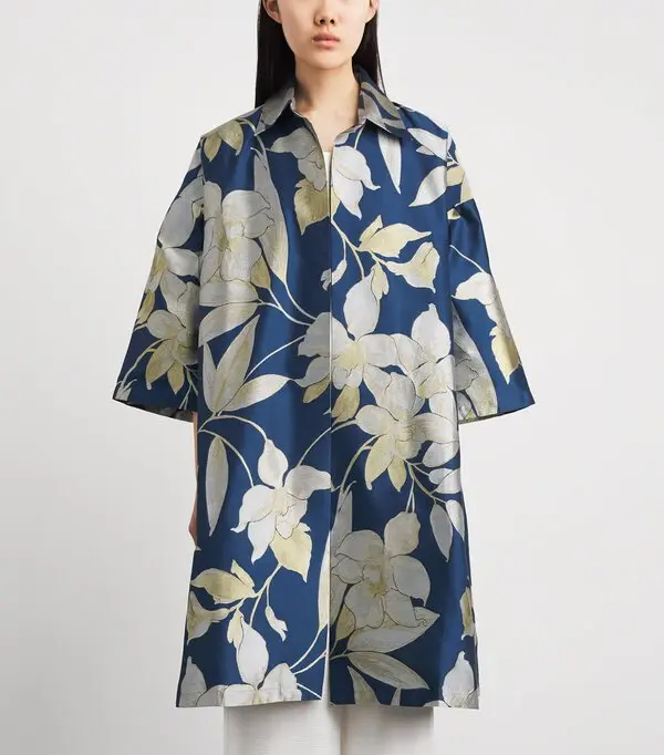 Eskandar Cotton-silk Jacquard Floral Shacket