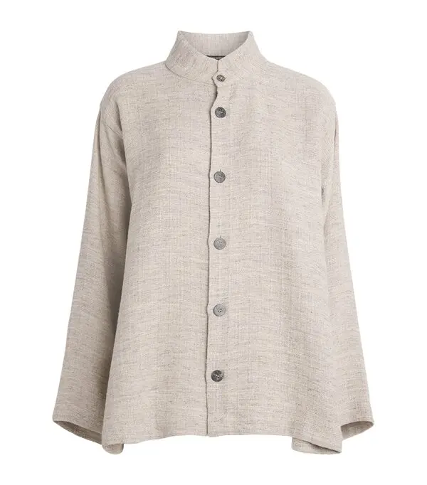 Eskandar Linen-blend Tweed Mandarin Collar Jacket