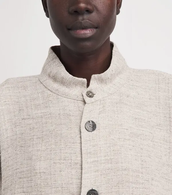 Eskandar Linen-blend Tweed Mandarin Collar Jacket