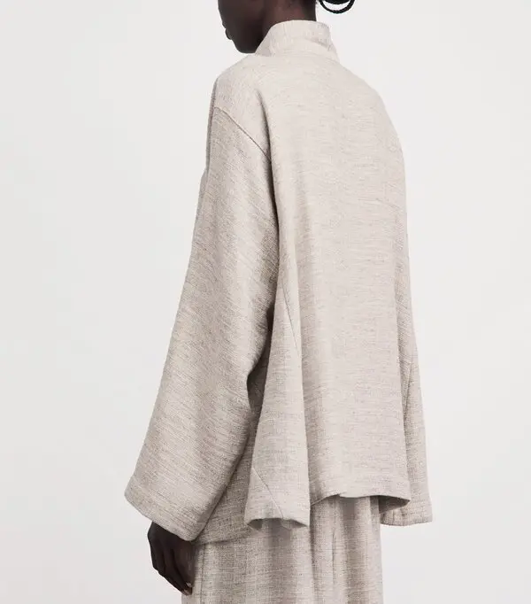 Eskandar Linen-blend Tweed Mandarin Collar Jacket