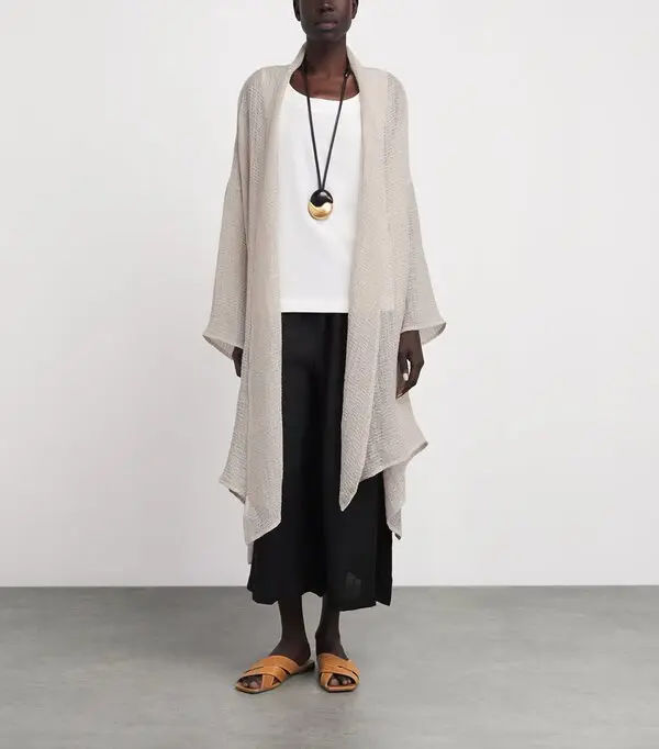 Eskandar Linen-blend Longline Cardigan