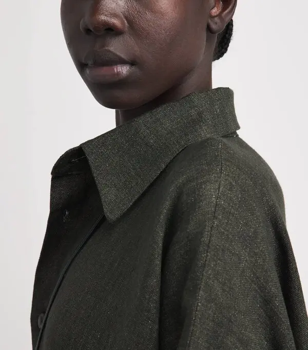 Eskandar Linen Wide Midi Shirt Dress