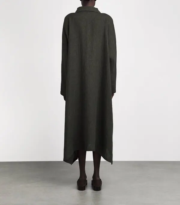 Eskandar Linen Wide Midi Shirt Dress