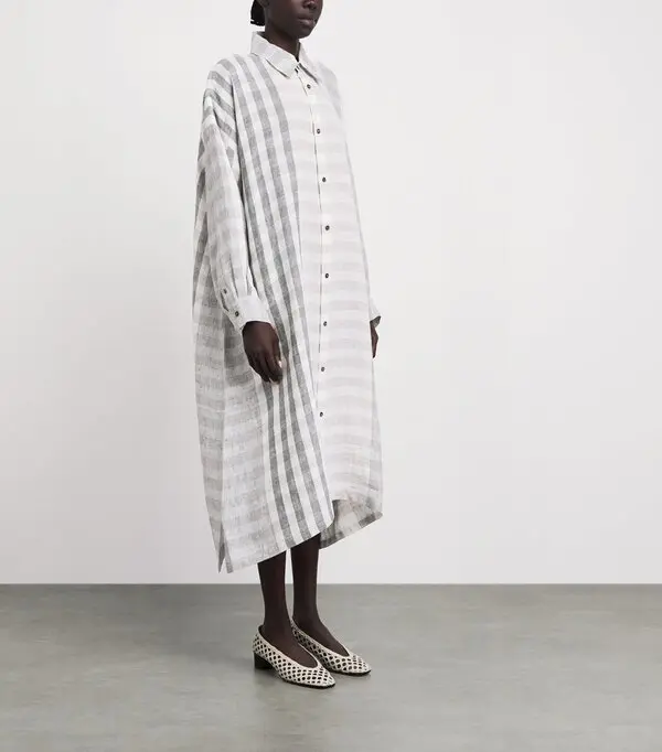 Eskandar Linen A-line Midi Shirt Dress