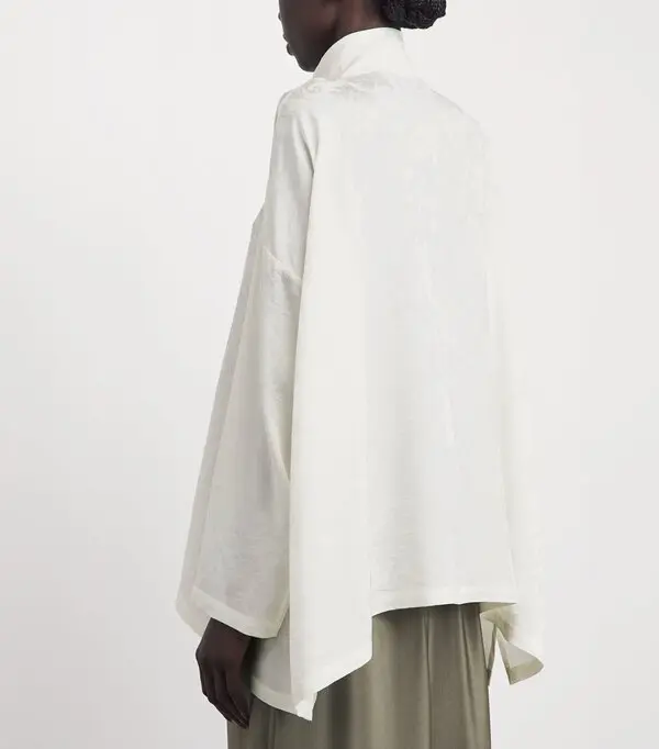 Eskandar Silk Jacquard Double-stand Collar Shirt