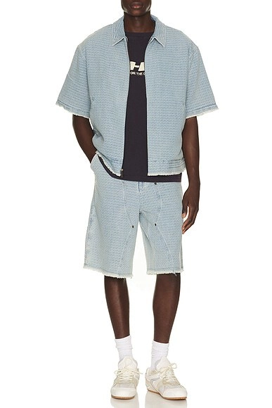HONOR THE GIFT Vintage Indigo Zip Front Short Sleeve Jacket