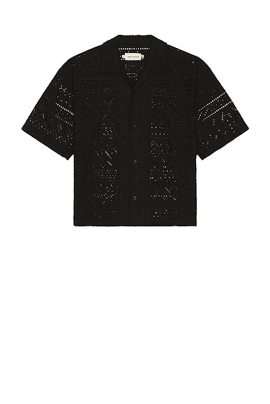 HONOR THE GIFT Pointelle Crochet Camp Collar Shirt