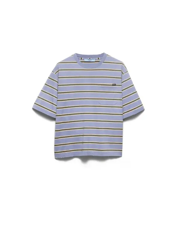 Prada Striped Cotton Jersey T-shirt - Periwinkle/lime