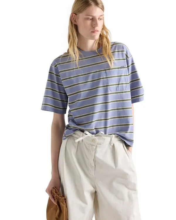 Prada Striped Cotton Jersey T-shirt - Periwinkle/lime