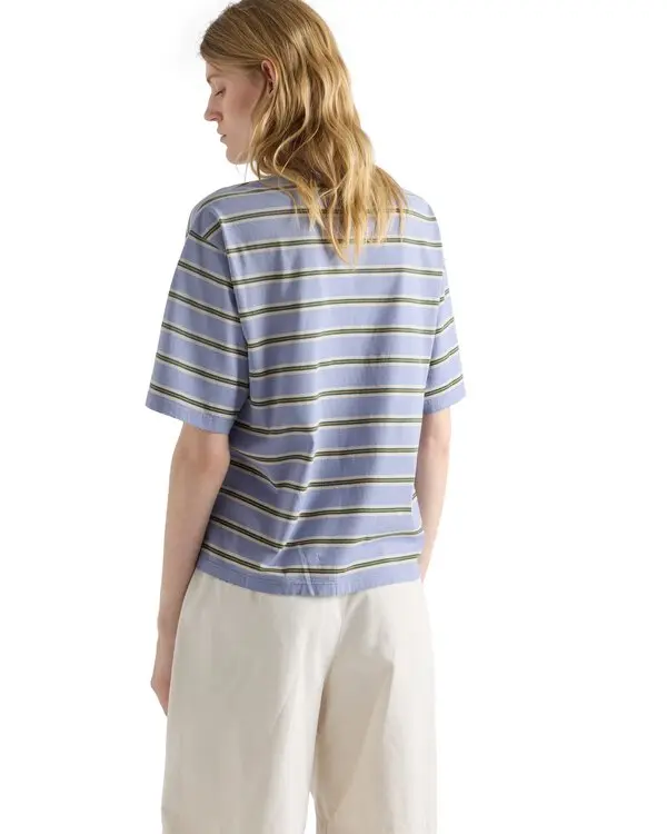 Prada Striped Cotton Jersey T-shirt - Periwinkle/lime