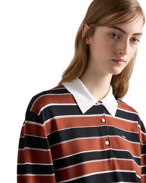 Prada Striped Silk Polo Shirt