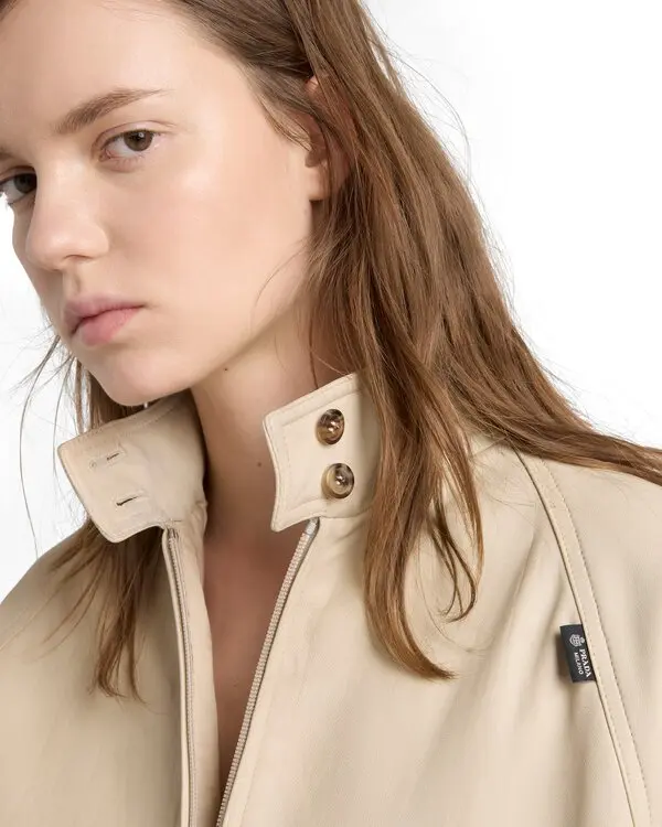 Prada Nappa Leather Blouson Jacket - Ivory