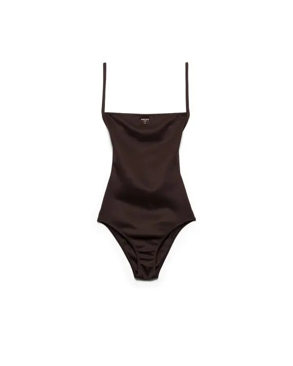 Prada Interlock Knit One-piece Swimsuit - Ebony