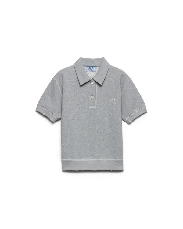 Prada Cotton Fleece Polo Shirt - Grey